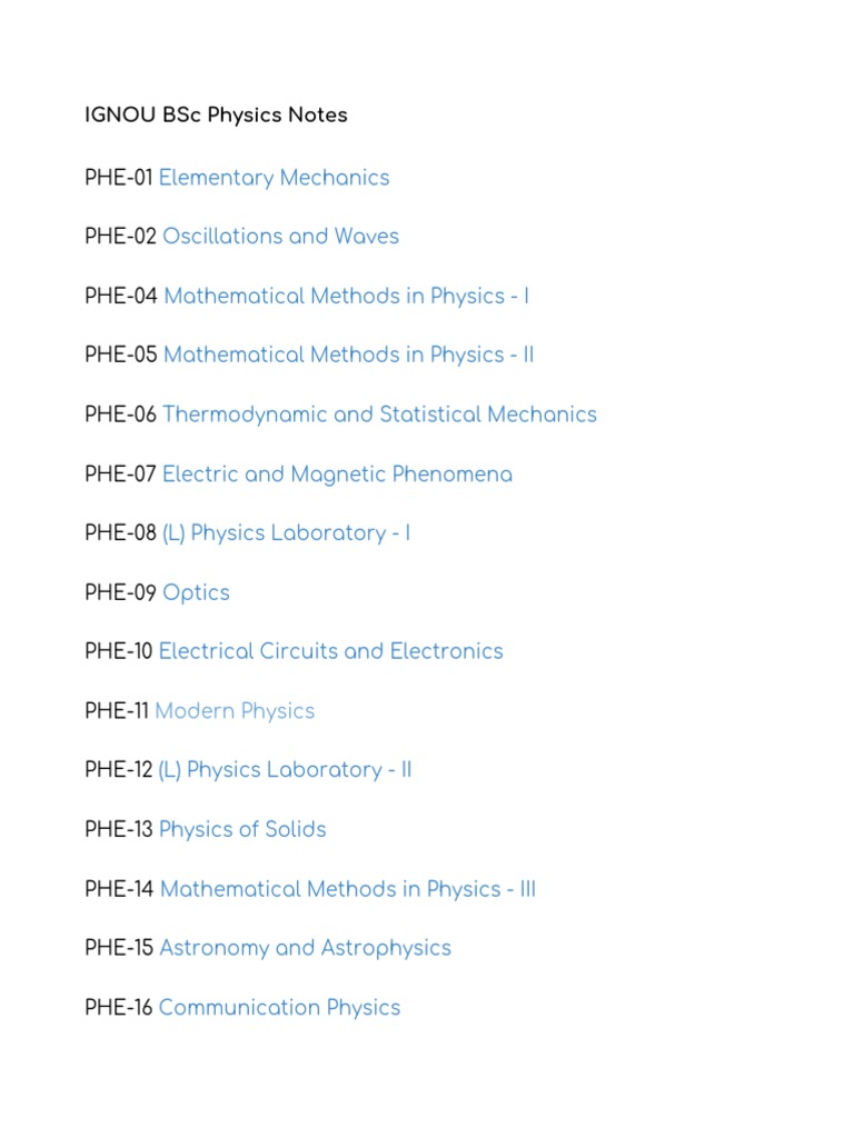 IGNOU BSC Physics Notes PDF | PDF