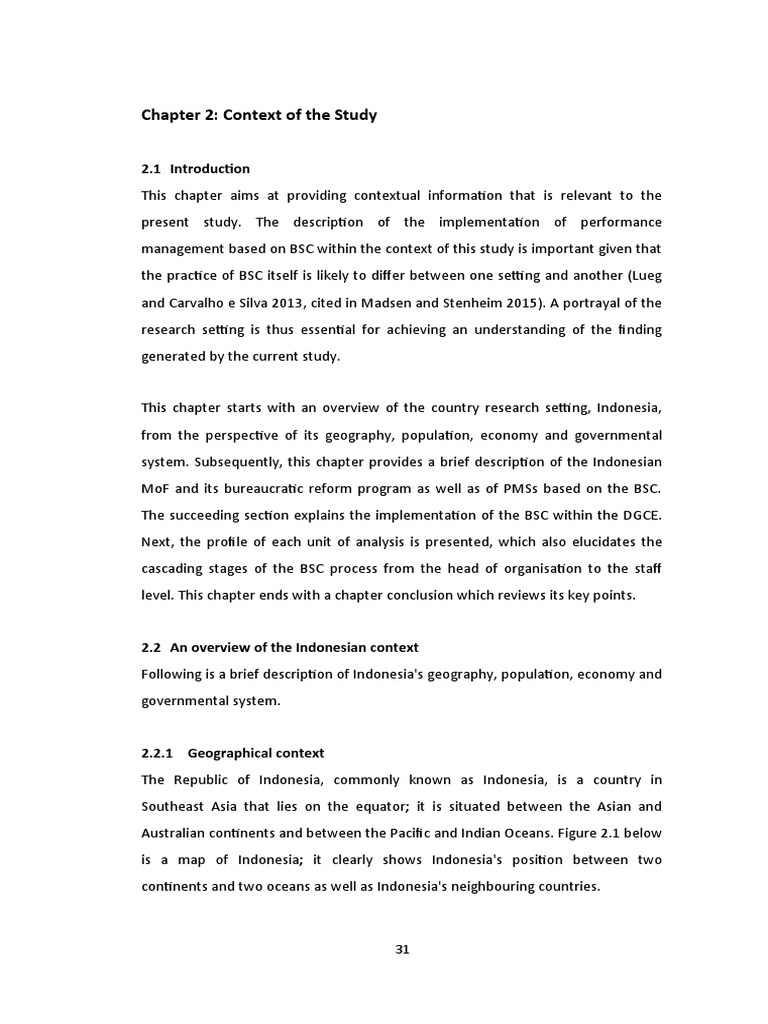 Chapter 2: Context of The Study | PDF | Indonesia | Economies