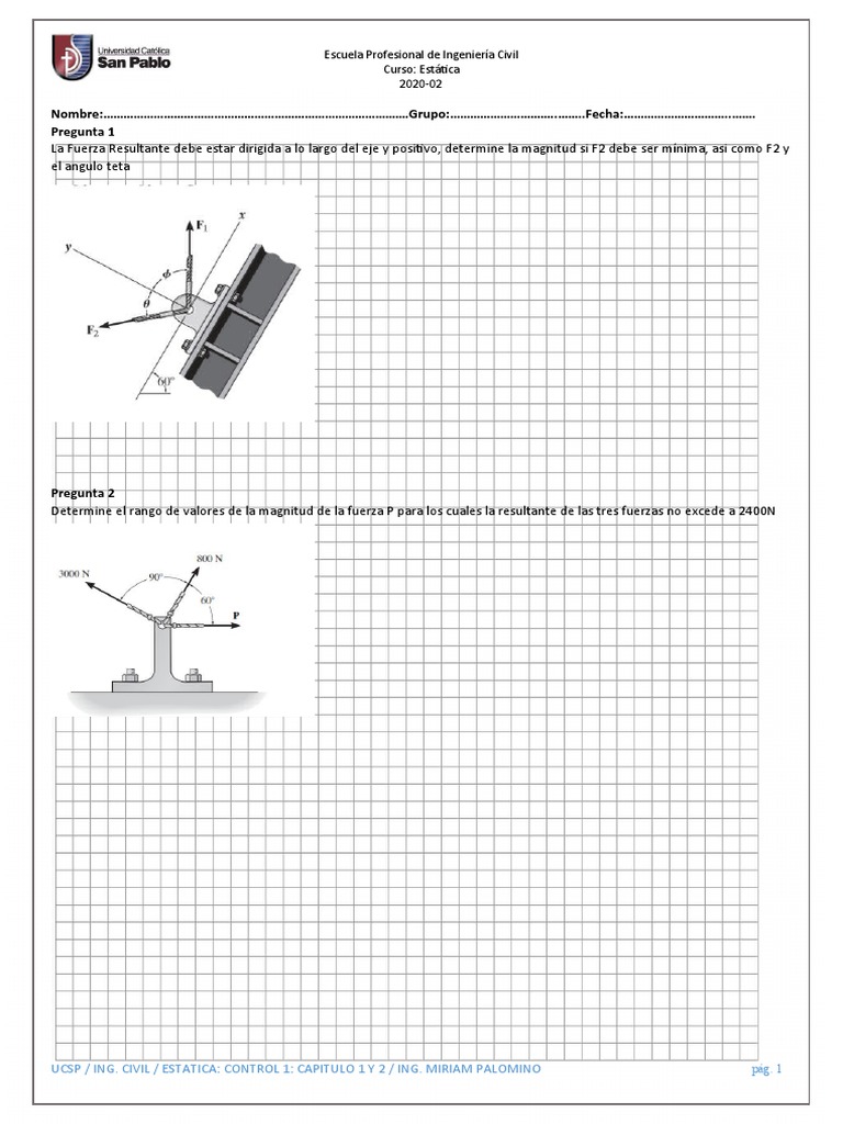Control 1 - Capitulo 1 y Capitulo 2 Estatica UCSP 2020-1 | PDF