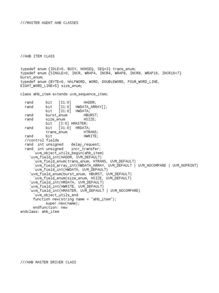Ahb Agent Classes - Code | PDF | Integer (Computer Science) | Telecommunications