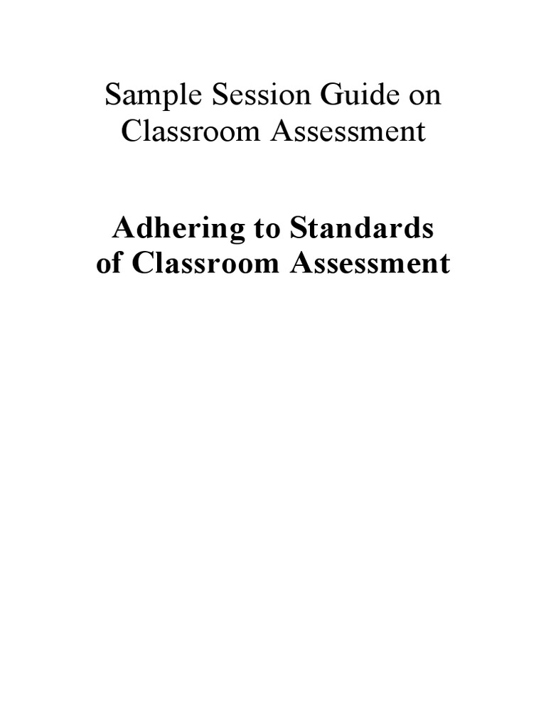 Sample Session Guide On Classroom Assessment | PDF | Educational ...