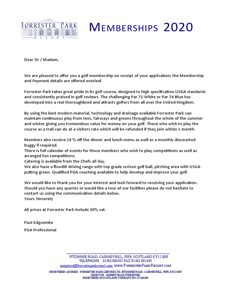 Forrester Park Membership Form 2020 | PDF | Golf Course | Debit Card