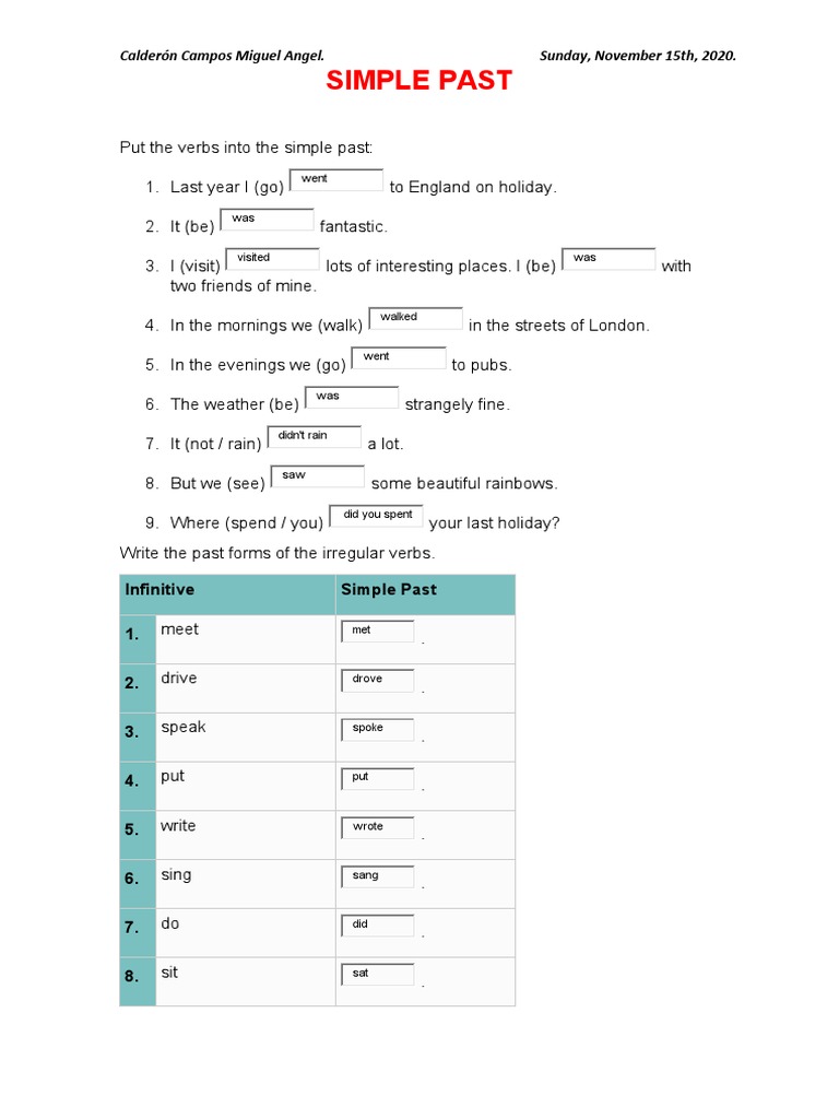 Simple Past Past Tasks | PDF | Grammar | Semantic Units