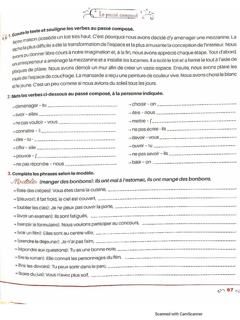Passe Compose - Exercices PDF | PDF