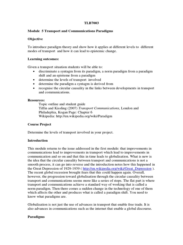 TLB7003 Module 5 Transport and Communications Paradigms | PDF ...