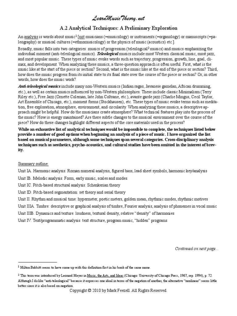 Analytical Techniques of Music | PDF