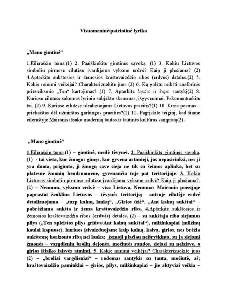 Maironio 2 Pamoka | PDF