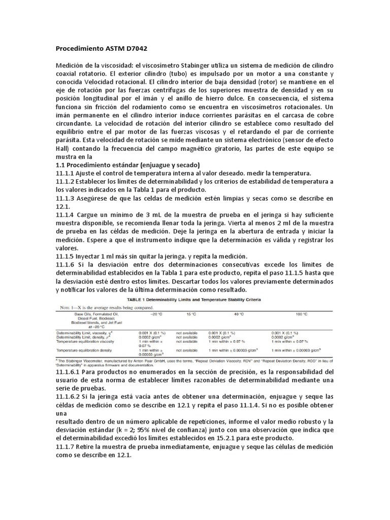 Procedimiento ASTM D7042 | PDF | Temperatura | Medición