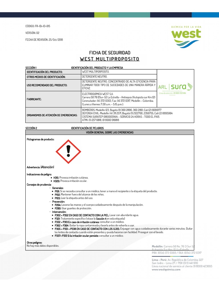 FDS West Multiproposito SGA | PDF | Agua | Residuos