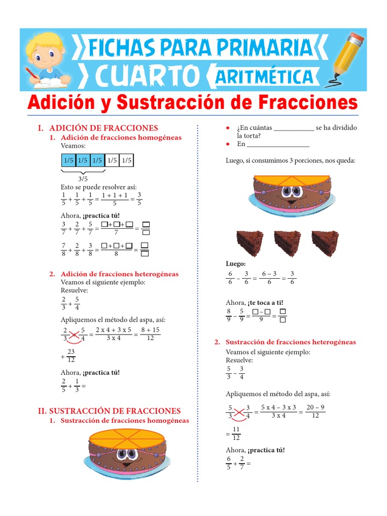 Adición y Sustracción de Fracciones | PDF | Fracción (Matemáticas ...