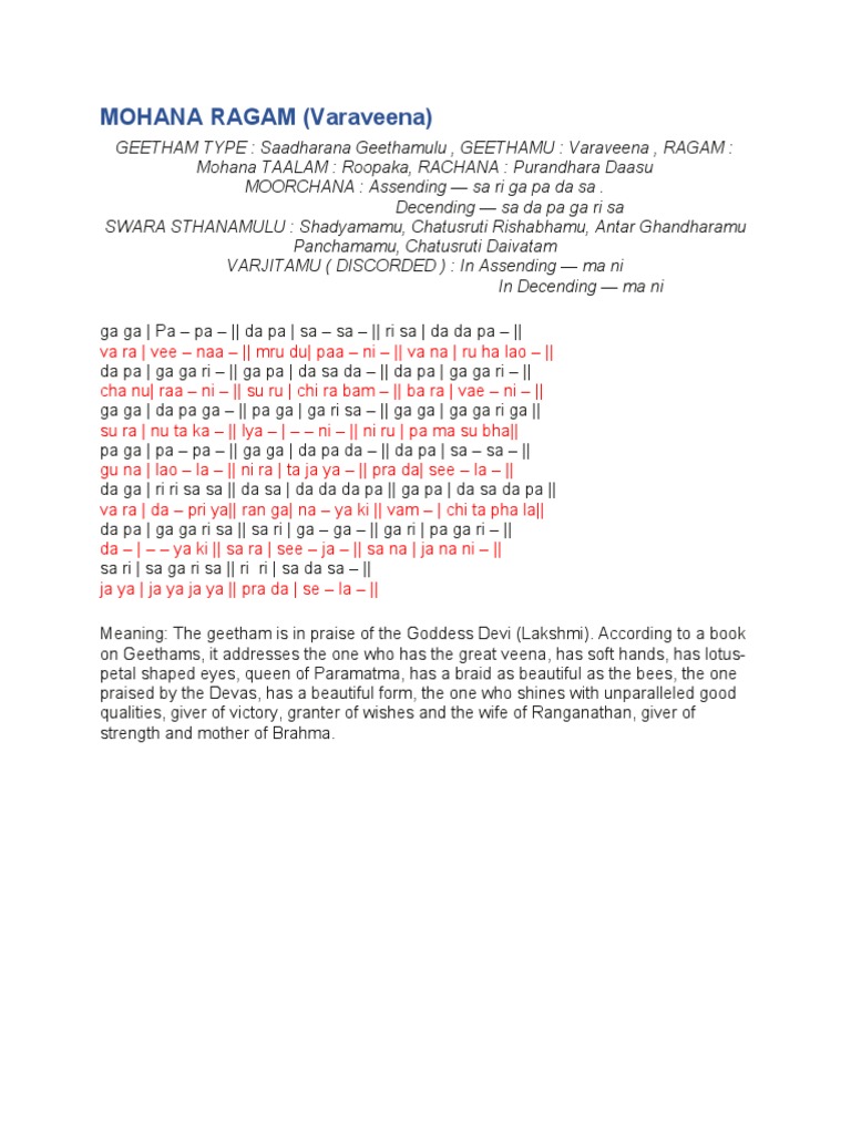 MOHANA RAGAM (Varaveena) | PDF