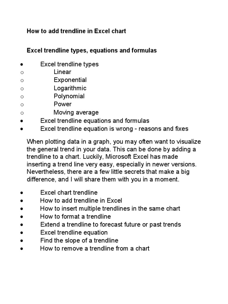 How To Add Trendline In Excel Chart Excel Trendline Types Equations 