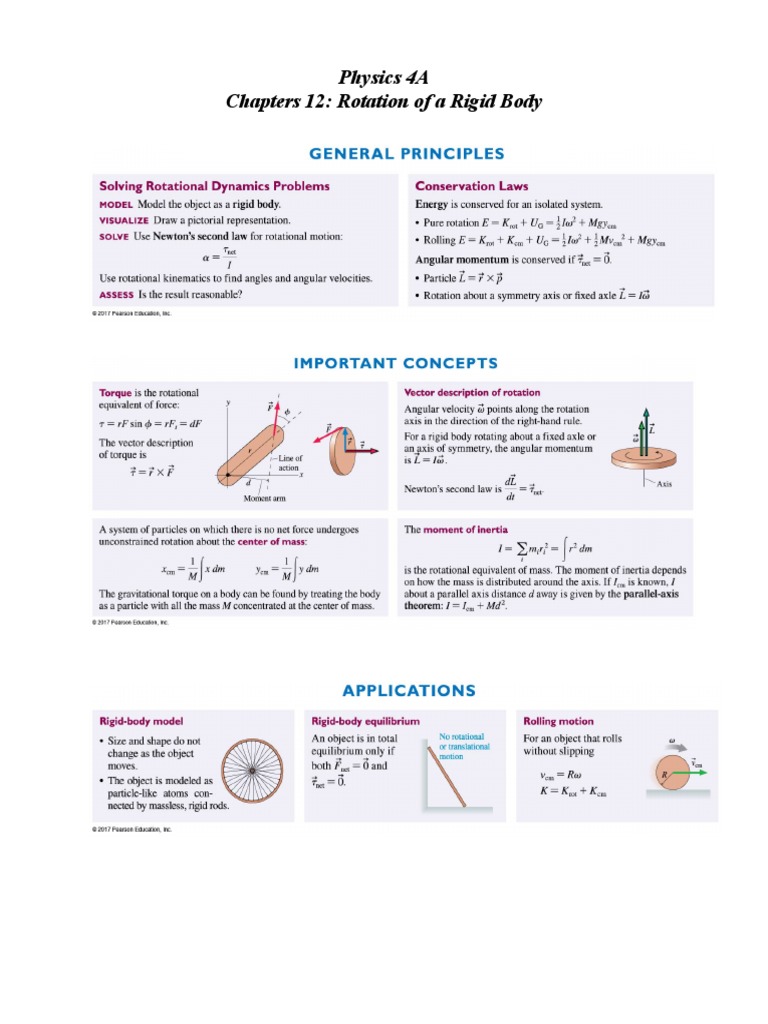 Chapter 12 - Rotation of A Rigid Body - Solutions | PDF | Rotation Around A Fixed Axis | Torque