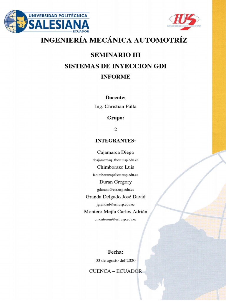 Informe GDI Práctica Electude GRUPO 8 | PDF | Inyección de combustible | Motor de combustión interna
