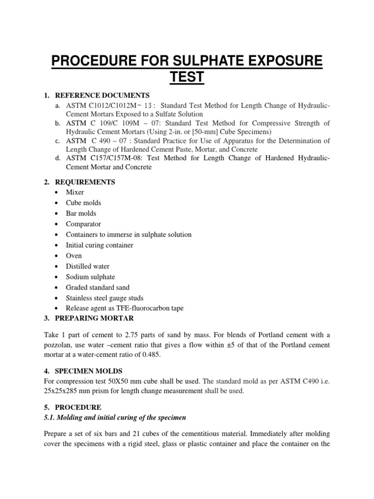 Sulphate Exposure - Testing Protocol | Download Free PDF | Mortar ...