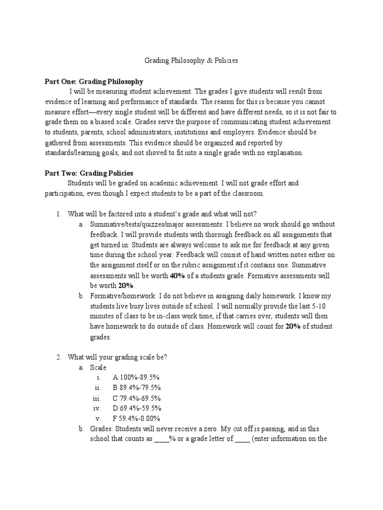 Final Grading Philosophy Policies | PDF | Educational Assessment | Learning