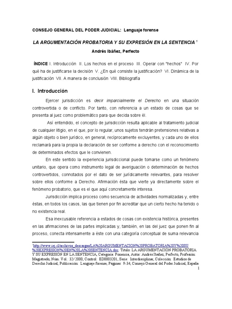 Argumentación Probatoria Judicial | PDF | Evidencia (ley) | Ley procesal