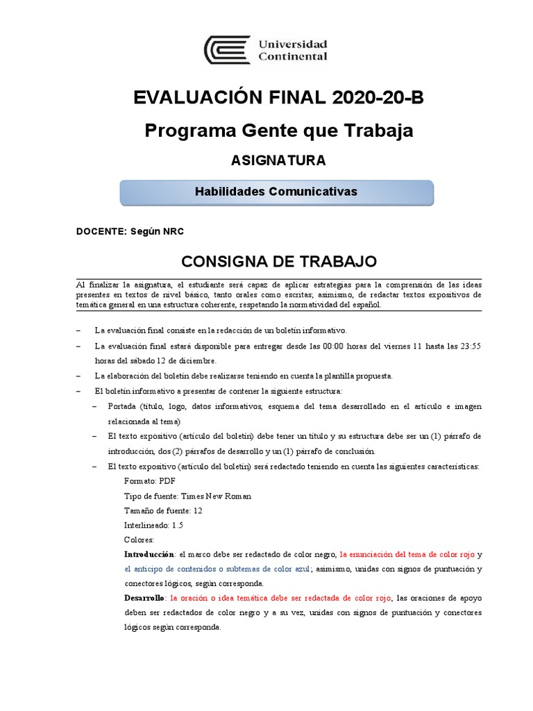 Consigna de Evaluación Final | PDF | Puntuación | Cognición