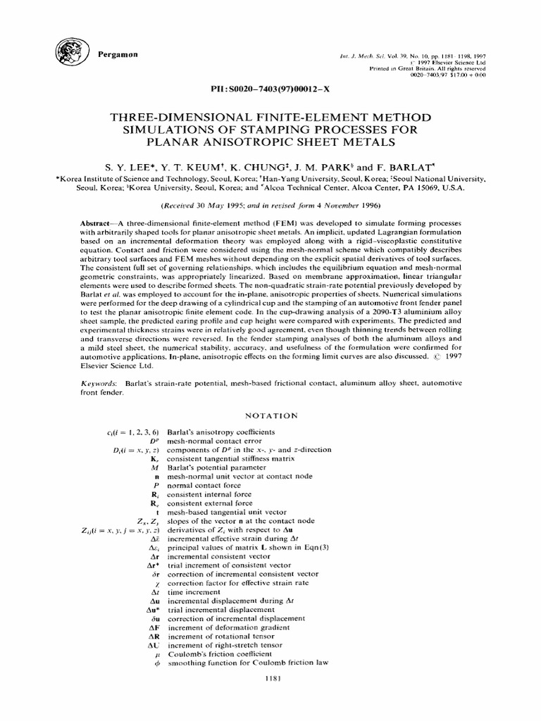FEM Simulations of Anisotropic Stamping | PDF | Finite Element Method ...