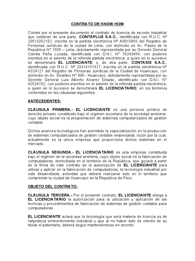 Contrato de Know How | Descargar gratis PDF | Arbitraje | Derecho privado