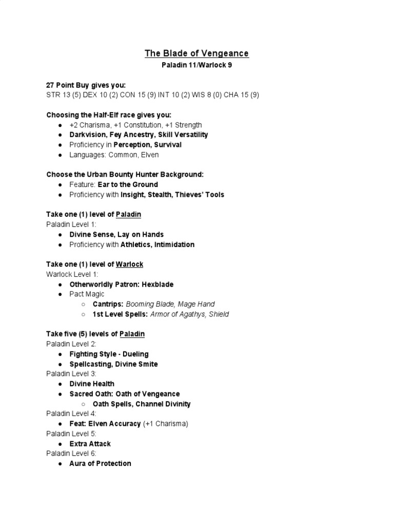 Hexblade Paladin Build Guide 5E | PDF | Wizards Of The Coast Games ...