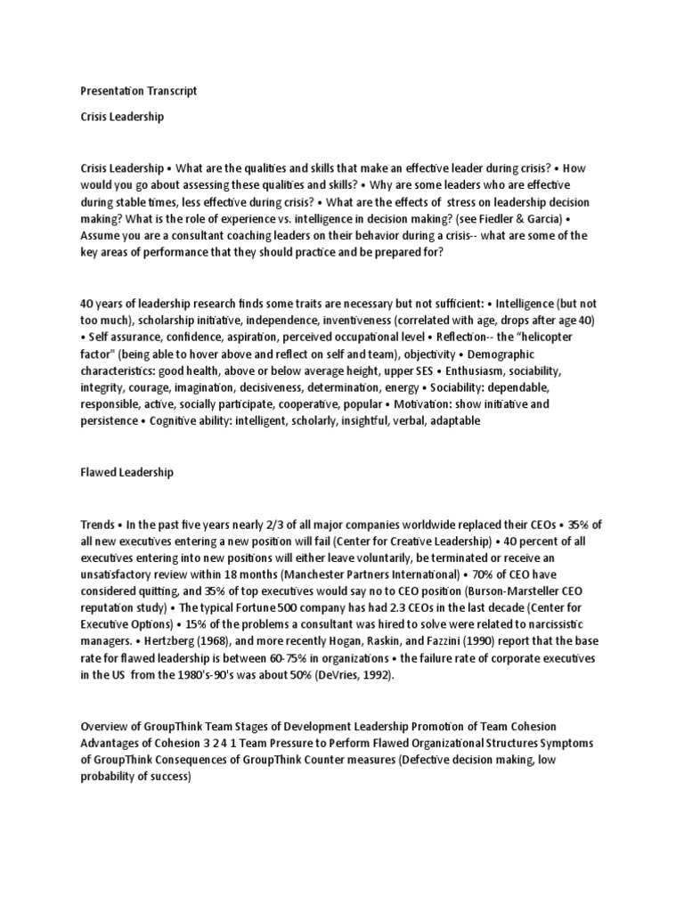 Presentation Transcript | PDF | Leadership | Applied Psychology