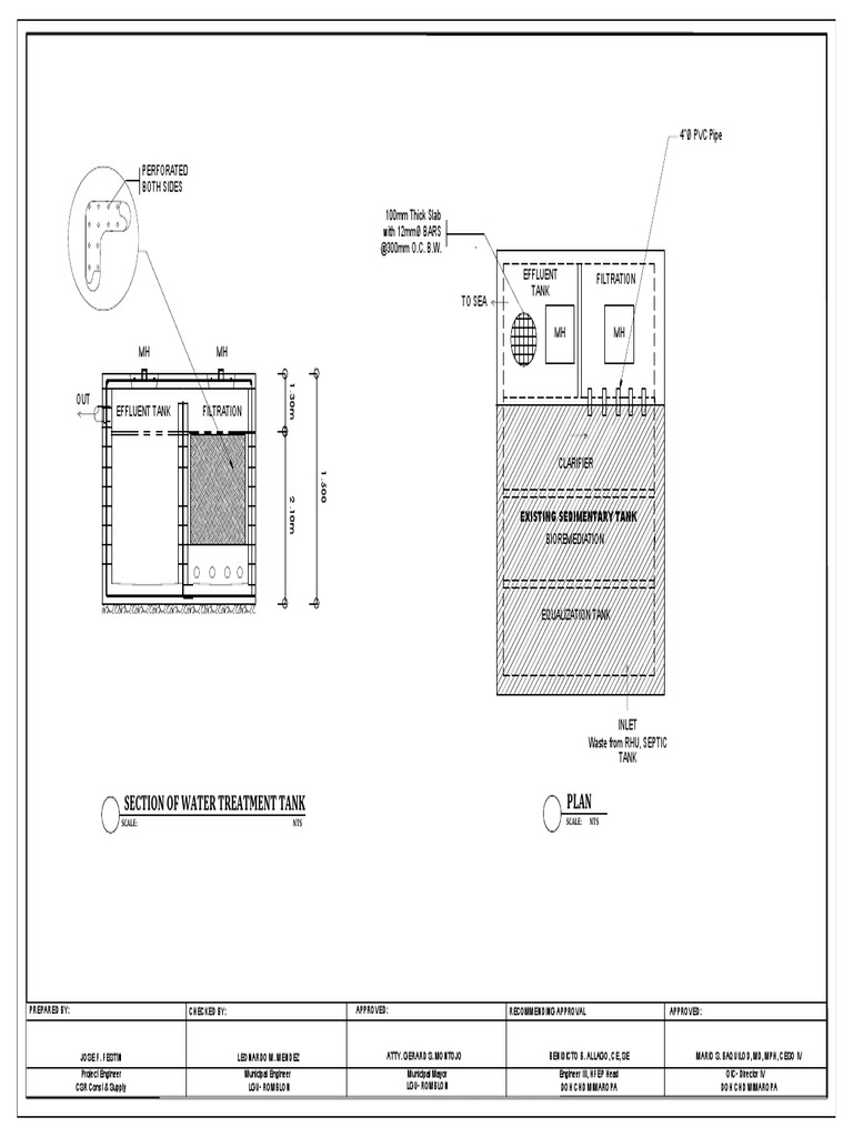 4"Ø PVC Pipe: Section of Water Treatment Tank Plan | PDF | Water
