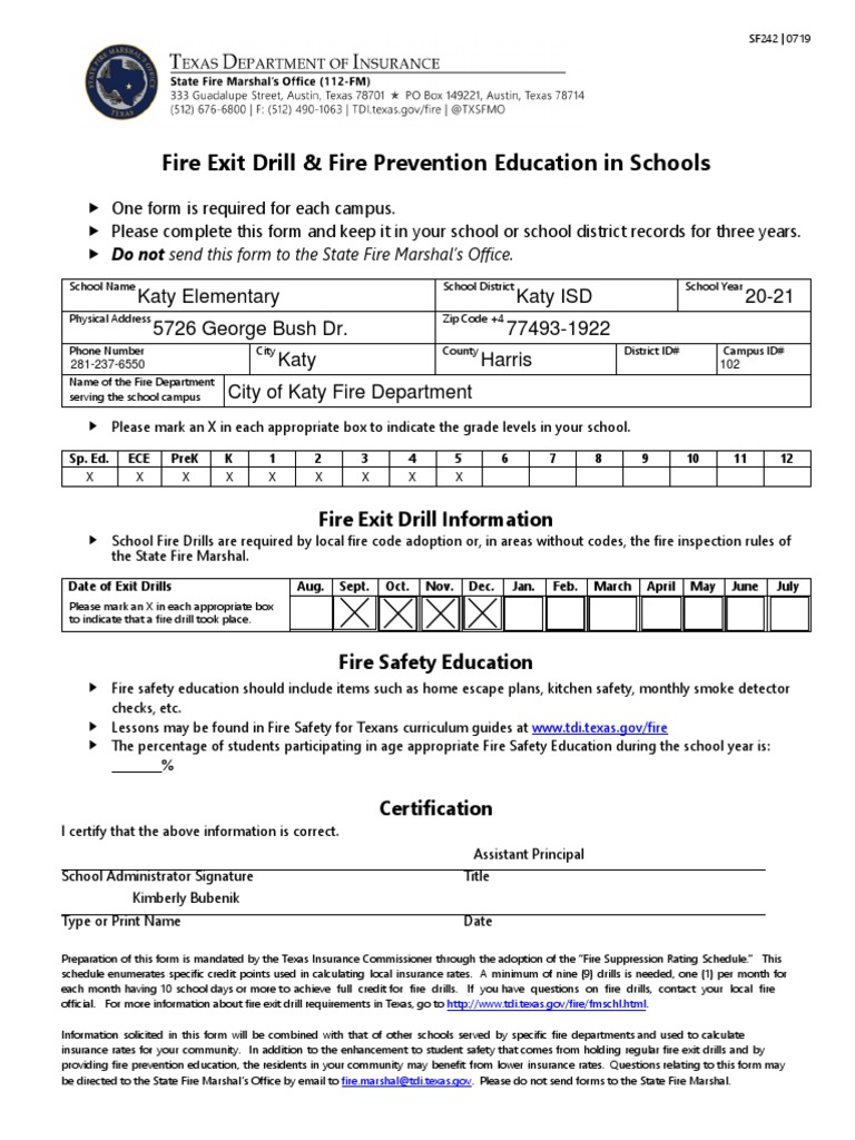 2020.2021 State Fire Marshal Form | PDF | Fire Safety | Safety
