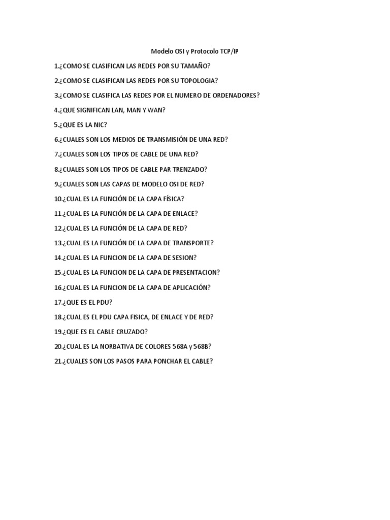 Cuestionario Modelo OSI | PDF
