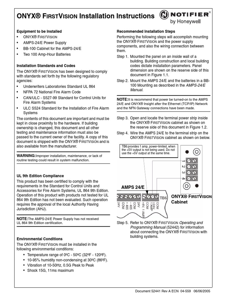 Onyx® F V Installation Instructions: Irst Ision | PDF | Electrical Engineering | Manufactured Goods