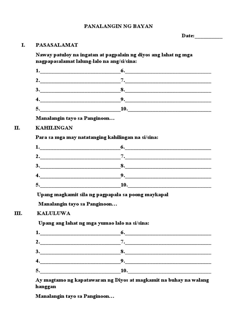 Panalangin NG Bayan | PDF