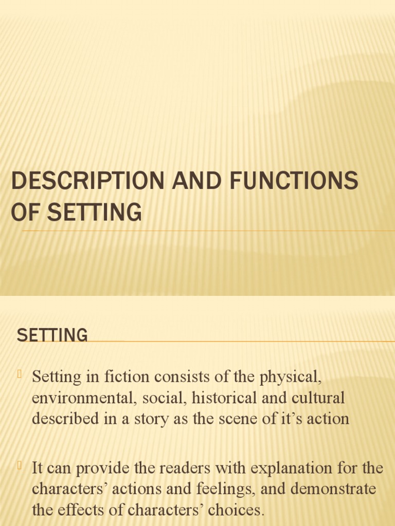 Description and Functions of Setting | PDF