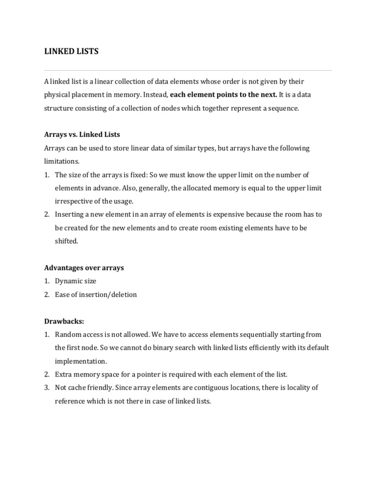 Arrays vs. Linked Lists | PDF | Array Data Structure | Pointer ... Arrays vs. Linked Lists | PDF | Array Data Structure | Pointer ...
