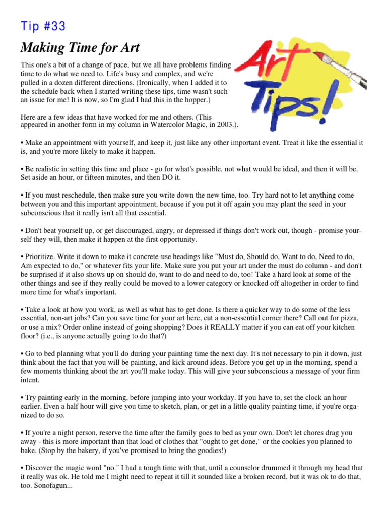 Finding Time for Creativity: Practical Tips for Making Art a Priority ...