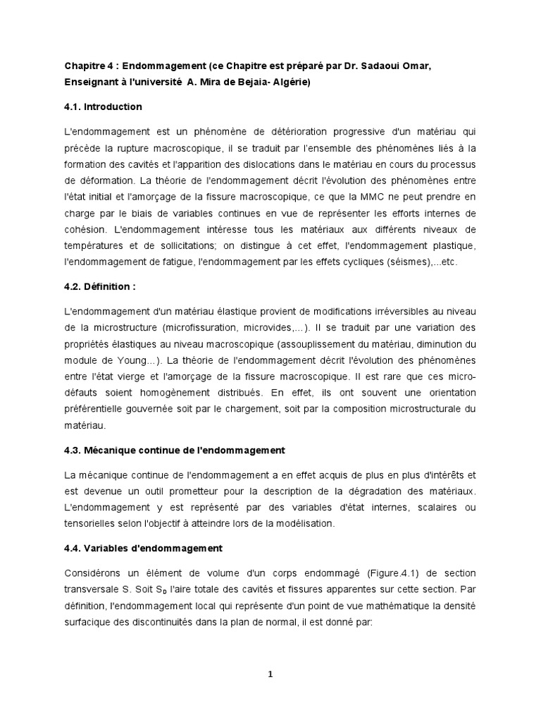 Théorie de l'endommagement des matériaux | PDF | Élasticité (Physique ...