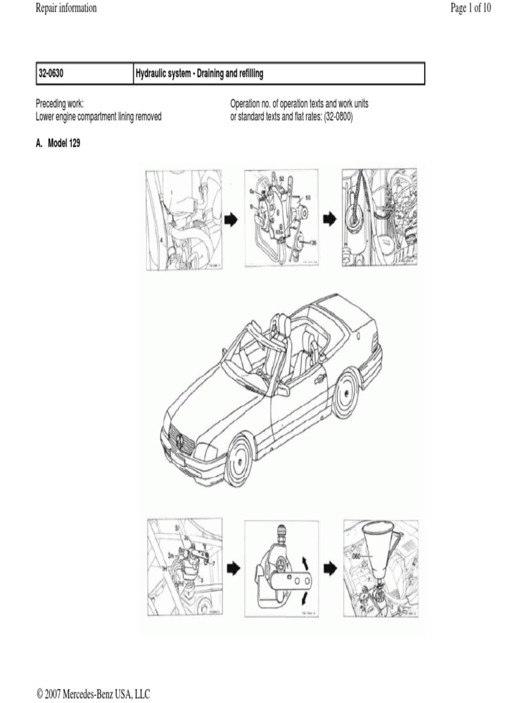 R129 Hydraulic System - Draining and Refilling - Ra | PDF | Pump | Valve