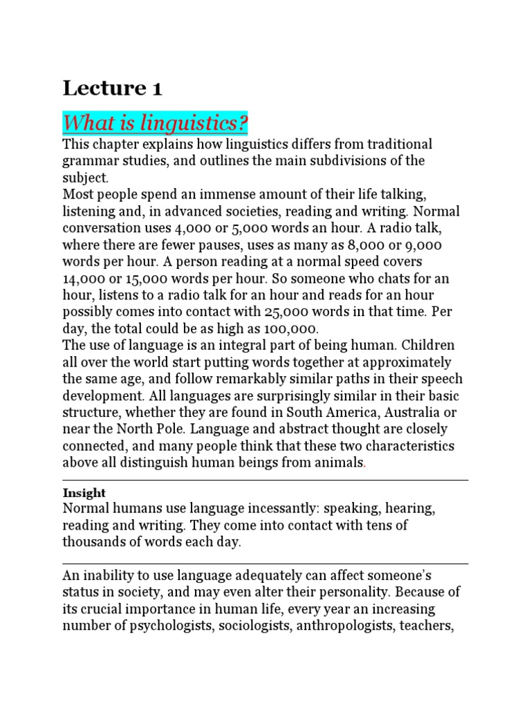 An Introduction to the Field of Linguistics: Distinguishing Linguistic ...