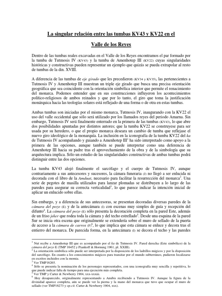 La Singular Relación Entre Las Tumbas KV43 y KV22 | PDF | Tutankamón | Monarquía