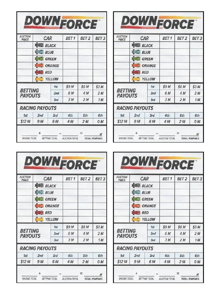 Downforce Scoresheet PDF PDF | PDF