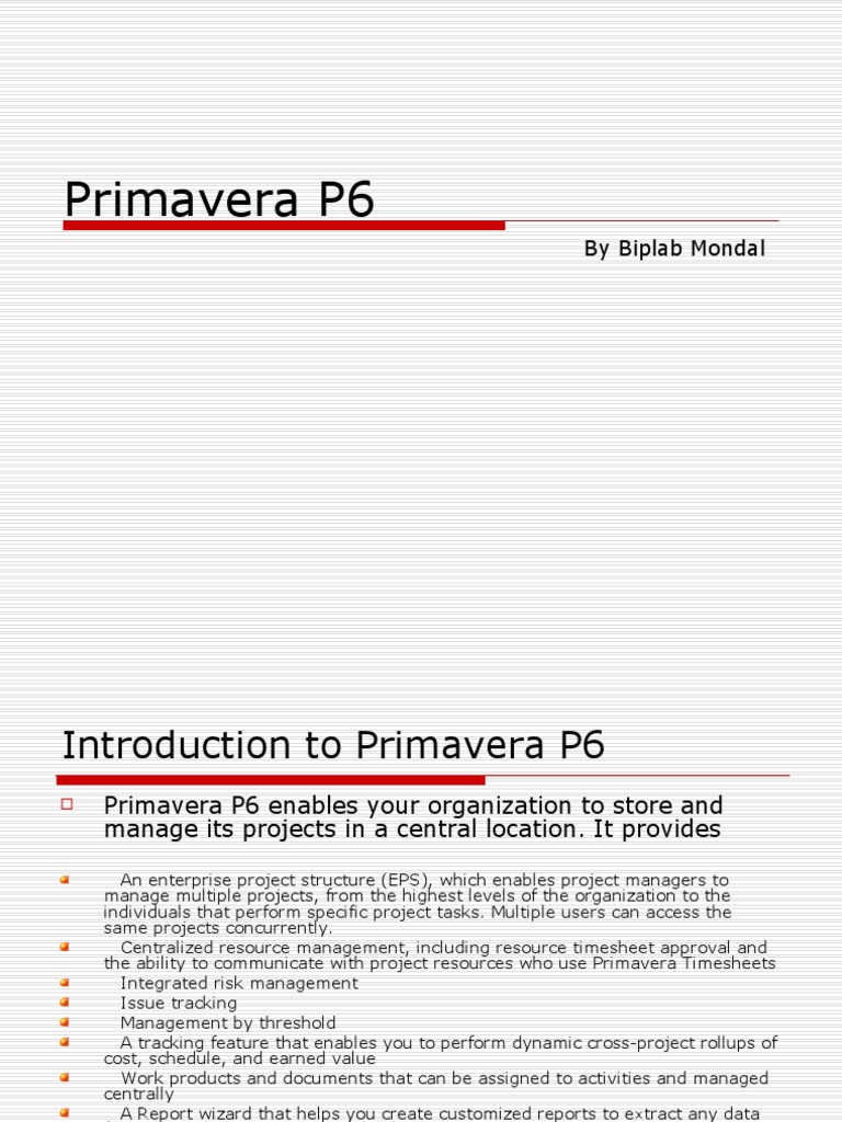Primavera P6: by Biplab Mondal | PDF | Databases | Computer Data