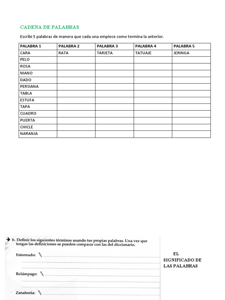Cadena de Palabras | PDF