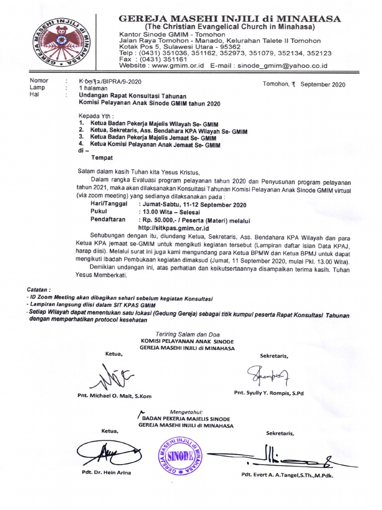 Undangan Rapat Konsultasi Tahunan KPAS Tahun 2020 PDF | PDF