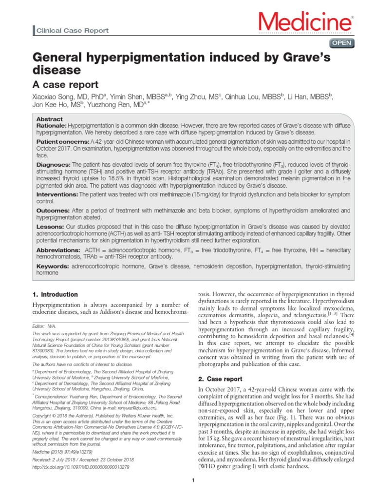 General Hyperpigmentation Induced by Grave's - 2018 | PDF | Thyroid ...