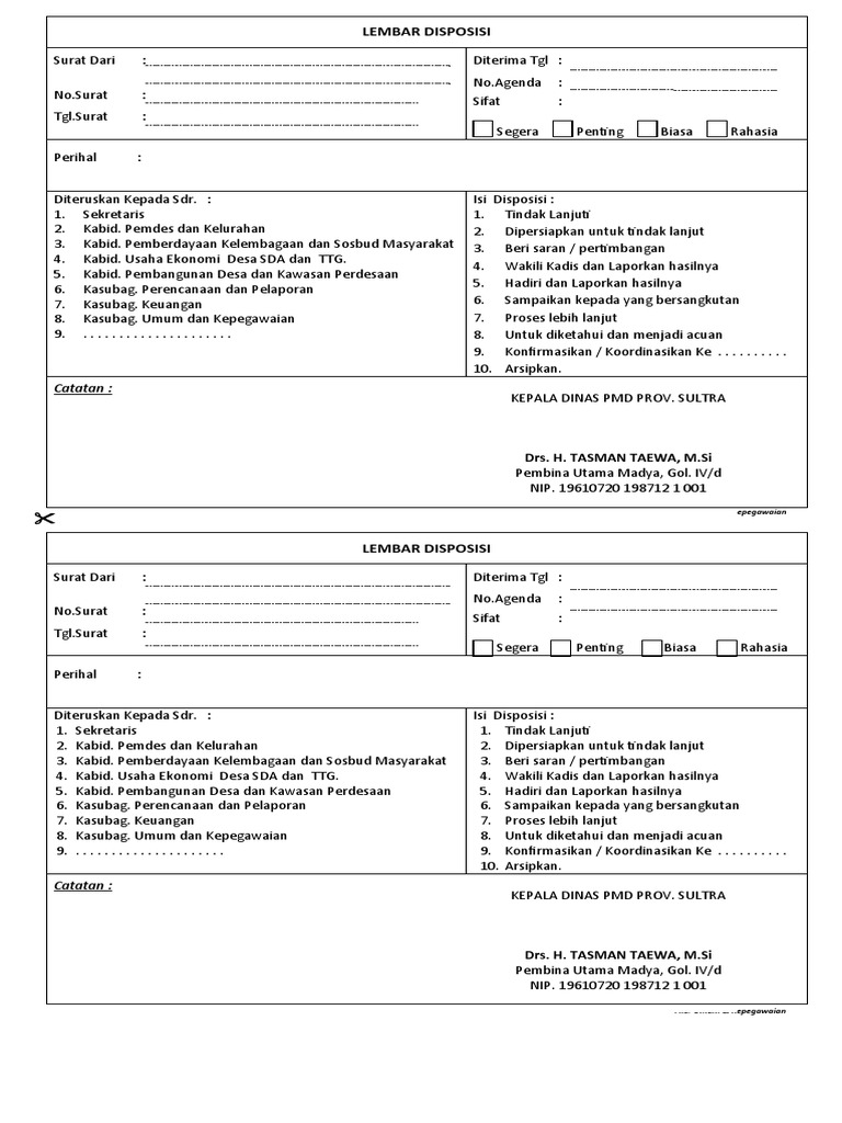 Lembar Disposisi | PDF