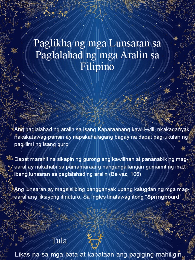 Paglikha NG Mga Lunsaran Sa Paglalahad NG Mga Aralin Sa Filipino | PDF