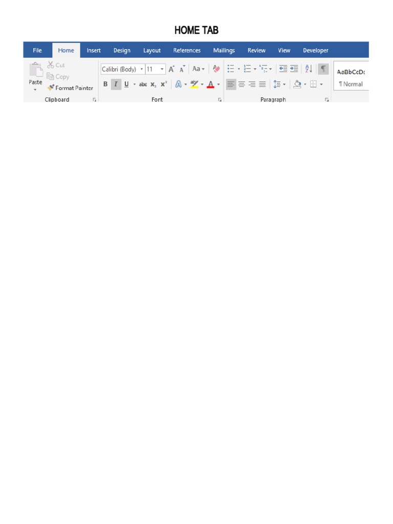 Home Tab | PDF | Paragraph | Control Key