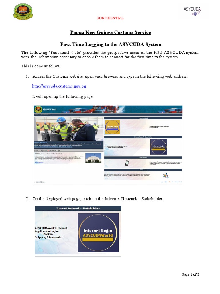 How To Log For The First Time To Asycuda World | PDF