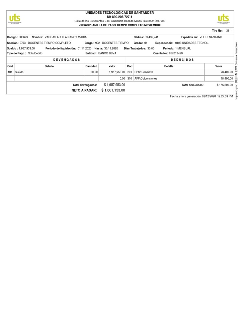 Tirilla de Pago | PDF