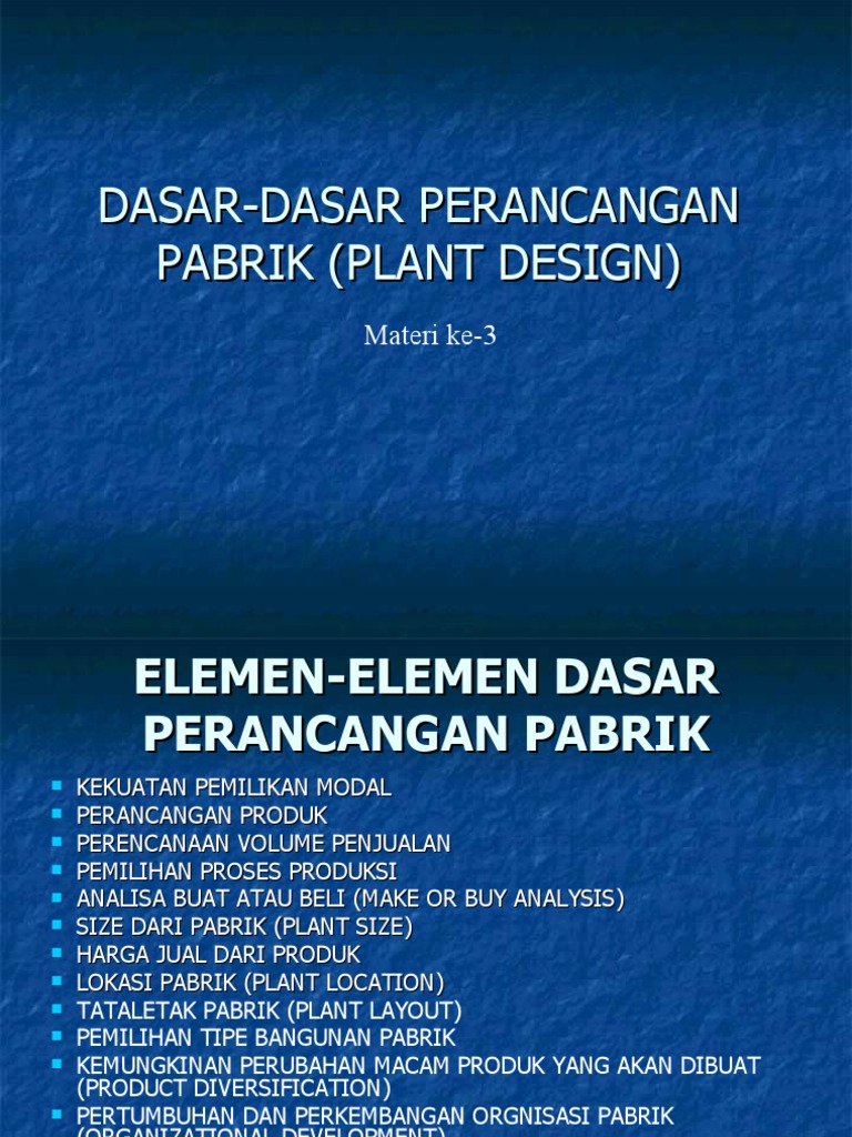 Dasar Perancangan Pabrik | PDF