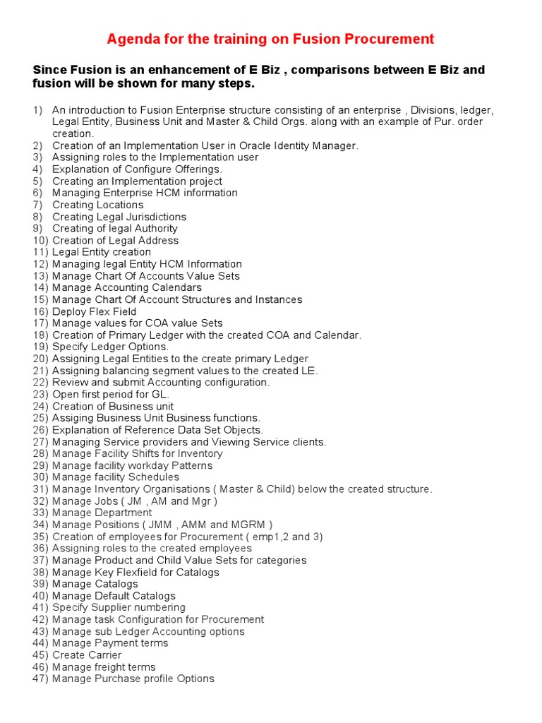 Fusion Procurement Agenda | PDF | Invoice | Business
